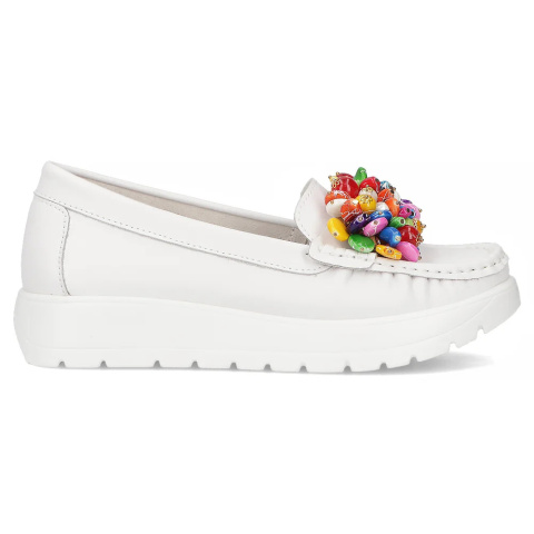 Skórzane mokasyny na platformie Filippo DP6828/25 WH biały > Filippo ...